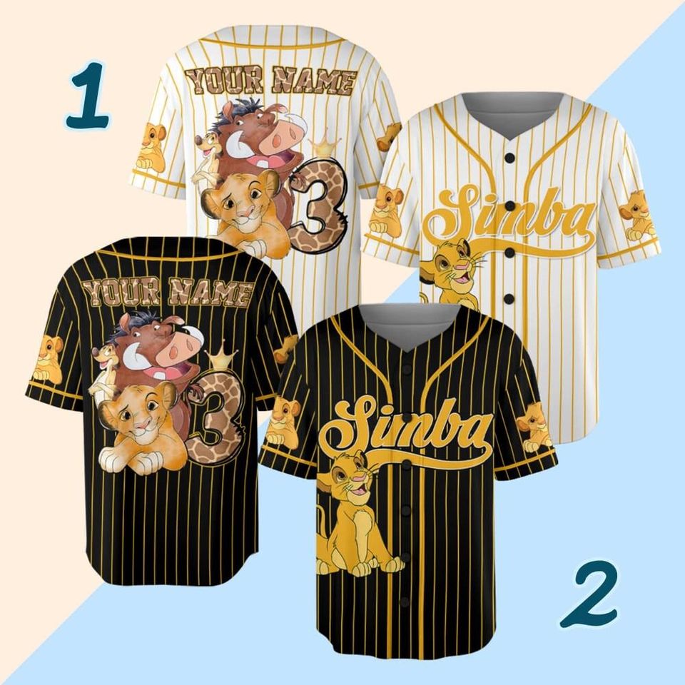 Custom Disney The Lion King Simba Baseball Jersey, Personalized Disney ...