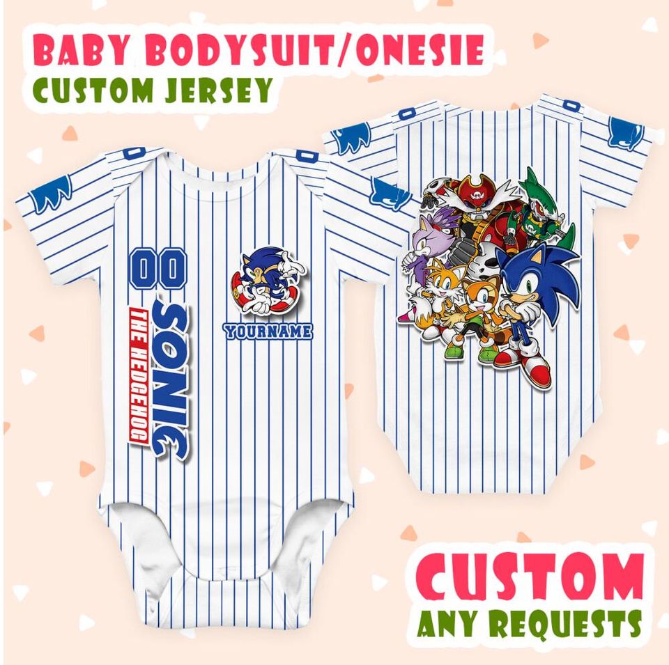 Customized Sonic The Hedgehog And Friend Blue Baby Onesie Jersey, Sonic ...