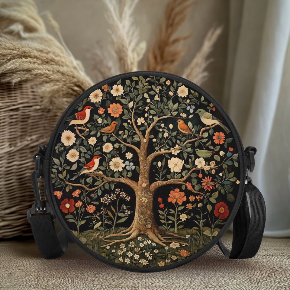 Tree of Life Satchel Bag, Round Handbag, Crossbody Bag for Phone Wallet ...