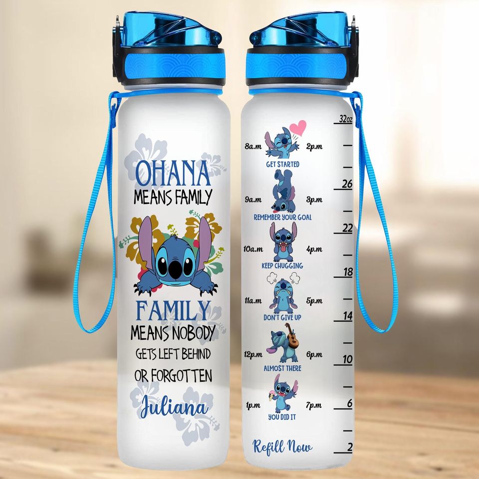 Lilo And Stitch Bottle, Custom Ohana Means Family Water Bottle, Stitch ...
