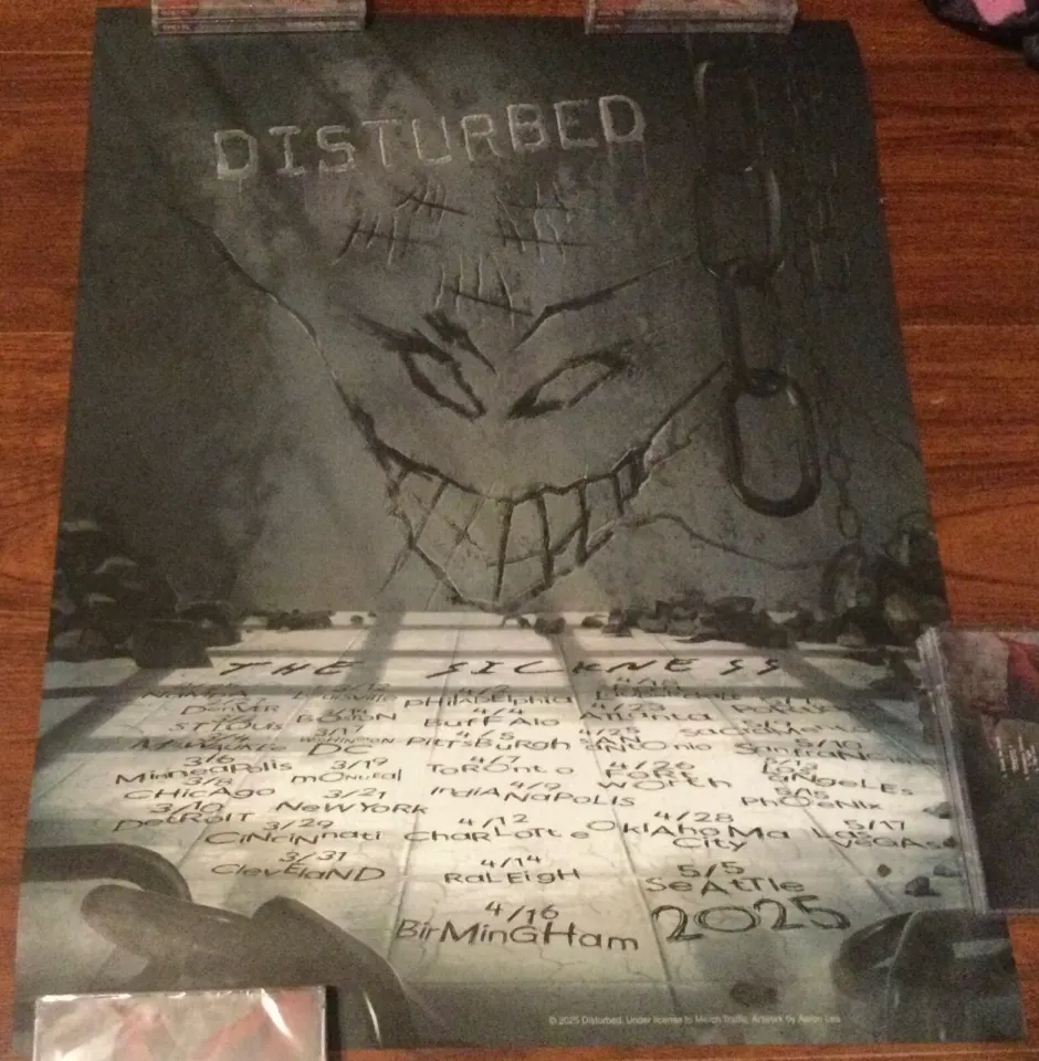 OFFICIAL DISTURBED THE SICKNESS 2025 TOUR POSTER NYC MSG 3/21/25 | ID ...