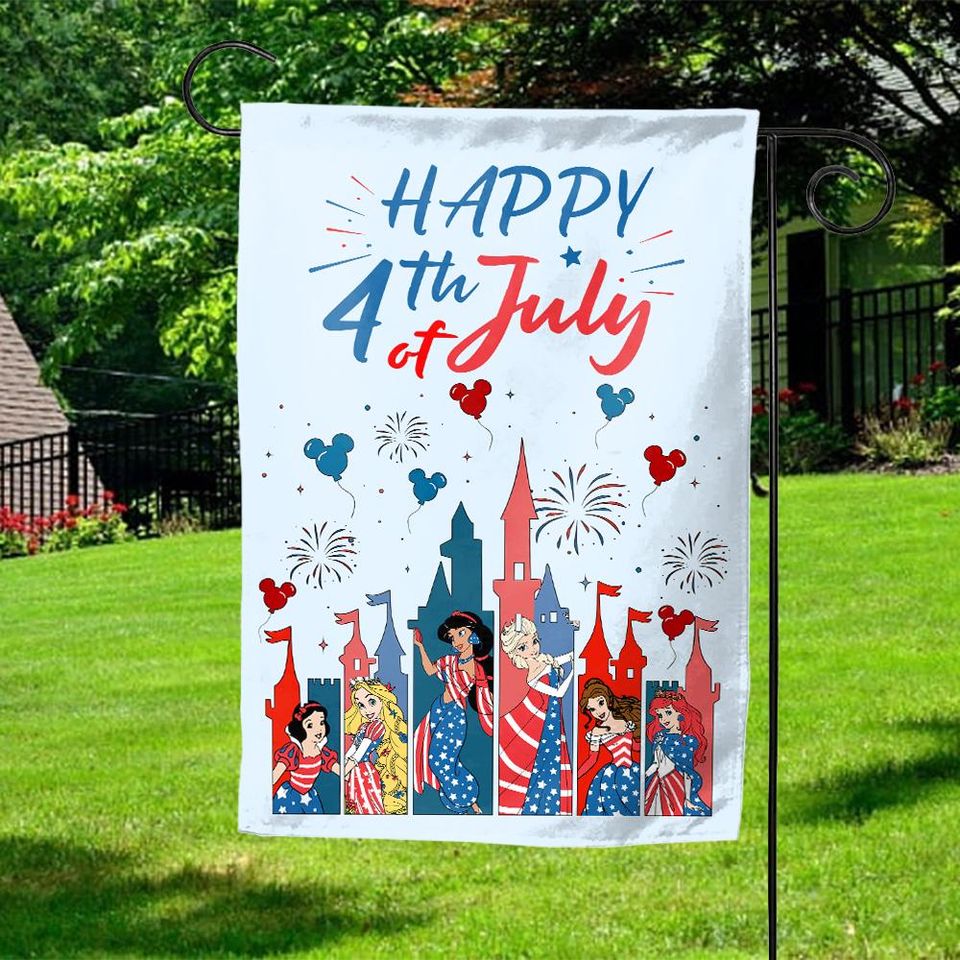 Princess Happy 4th of July Garden Flag,Princesses 4th Of July Flag ...