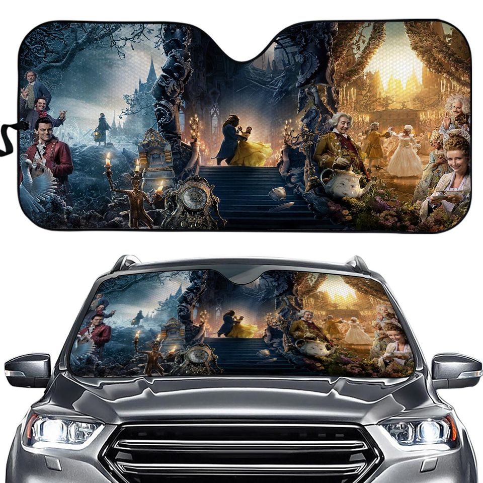 Disney Beauty And The Beast Movie Characters Car Sun Shade | ID ...