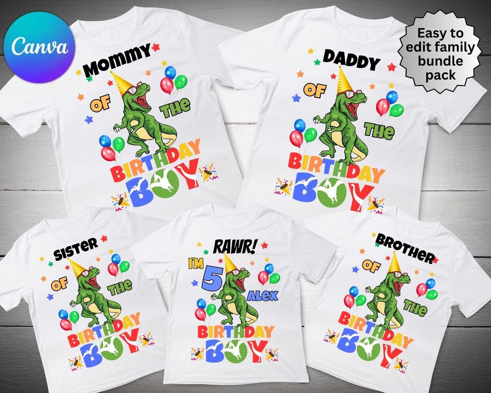 Editable Family Bundle Pack Birthday Boy, Rawr I'm the Birthday Boy ...