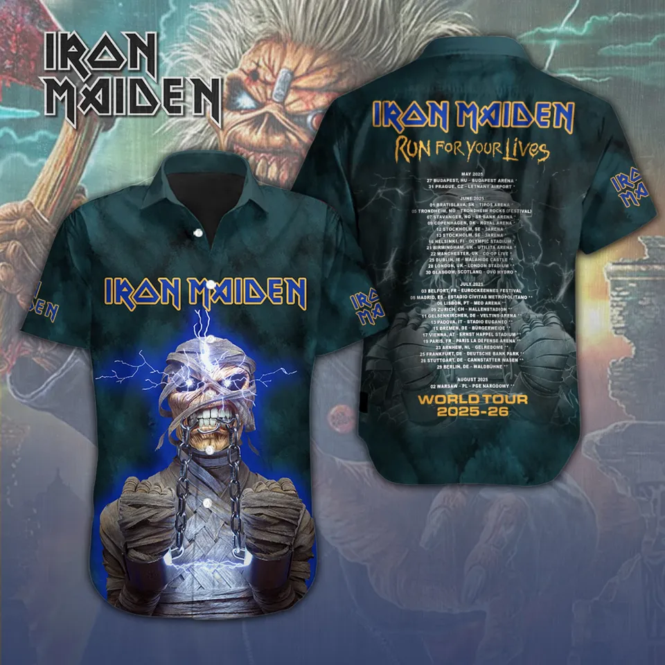 Iron Maiden Inspired Run For Your Lives World Tour 2025 Hawaiian shirt ...