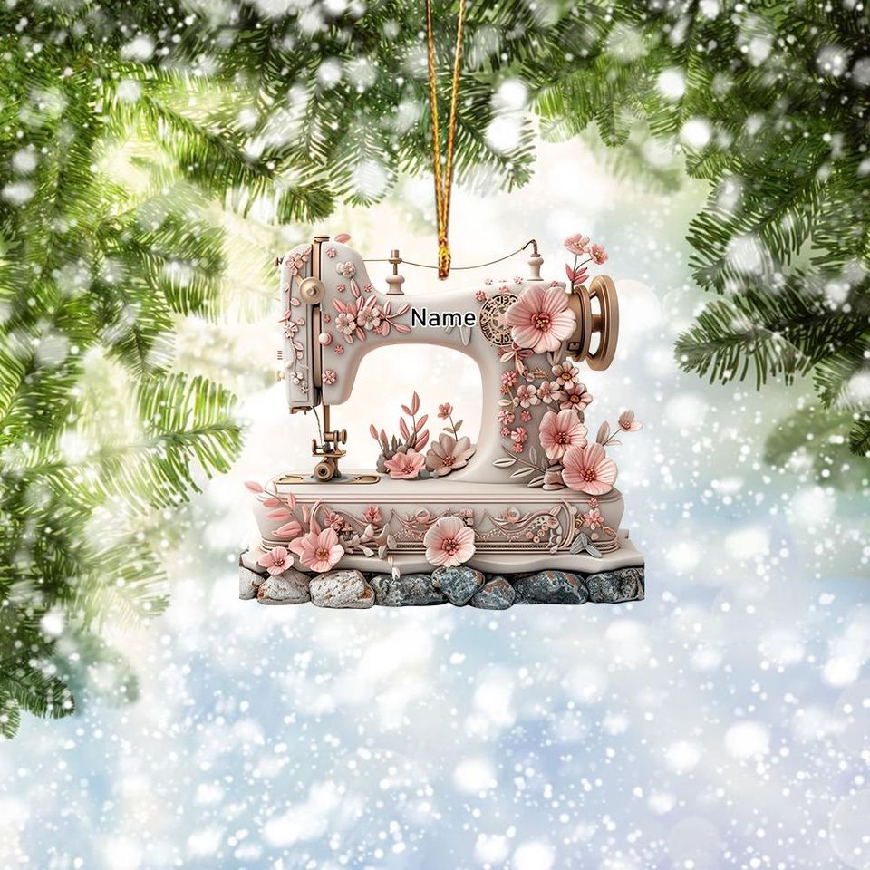 Custom Name Vintage Sewing Machine Christmas Ornament for Sewing Lovers ...