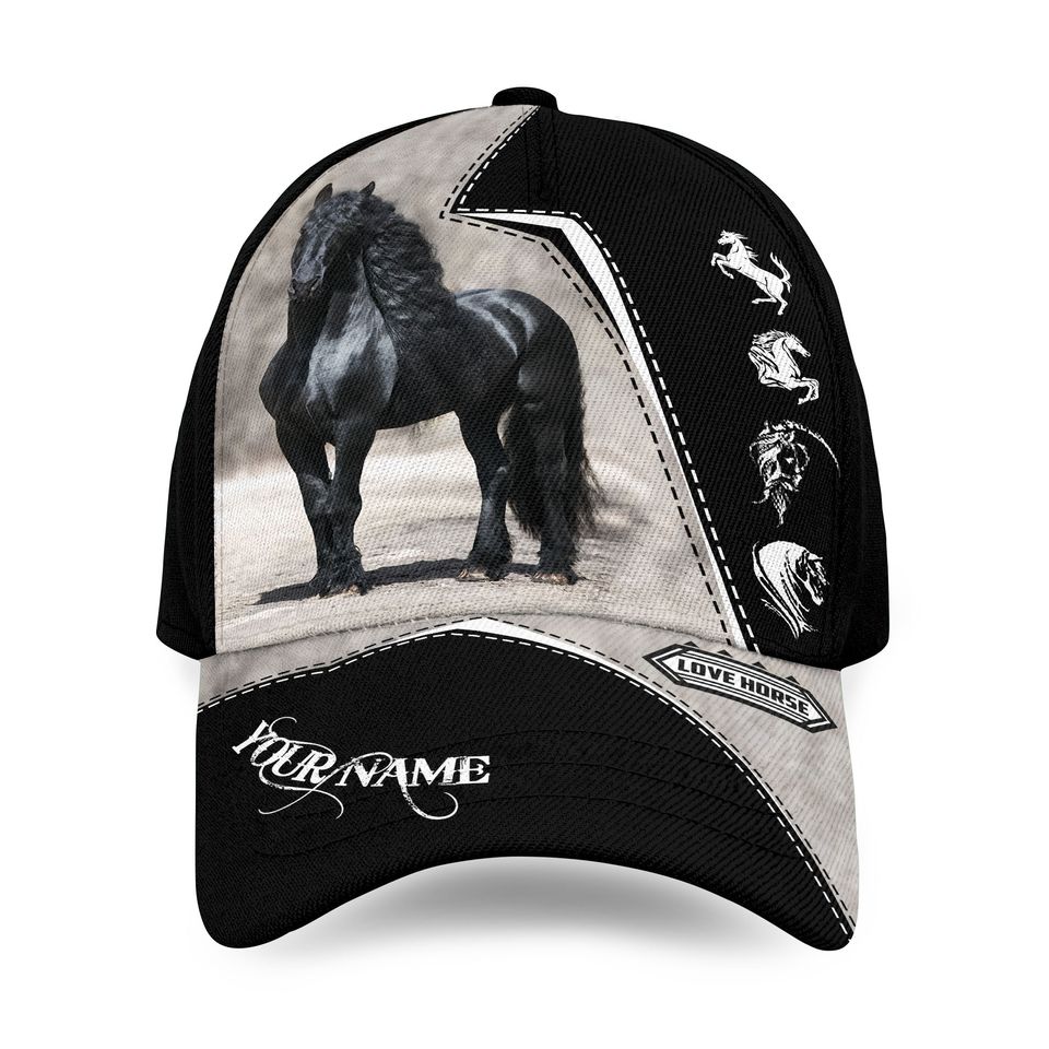 Personalized Friesian Horse Baseball Cap, Custom Adjustable 3D Printed ...