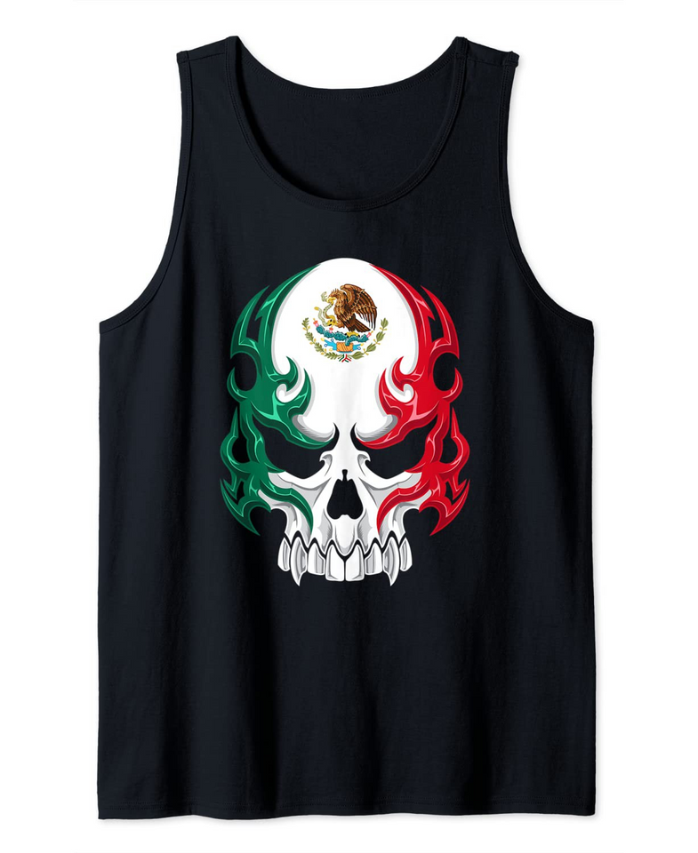 Mexico Flag Mexican Skull Tribal Style Hecho En Mexico Tank Top | ID ...