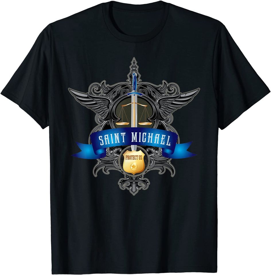 Saint Michael Patron Saint of Police Officers Catholic T-Shirt | ID ...