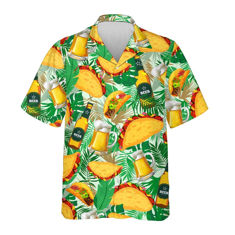 Taco And Beer Hawaiian Shirt, Summer Beach Beer Taco Hawaiian Shirt ...