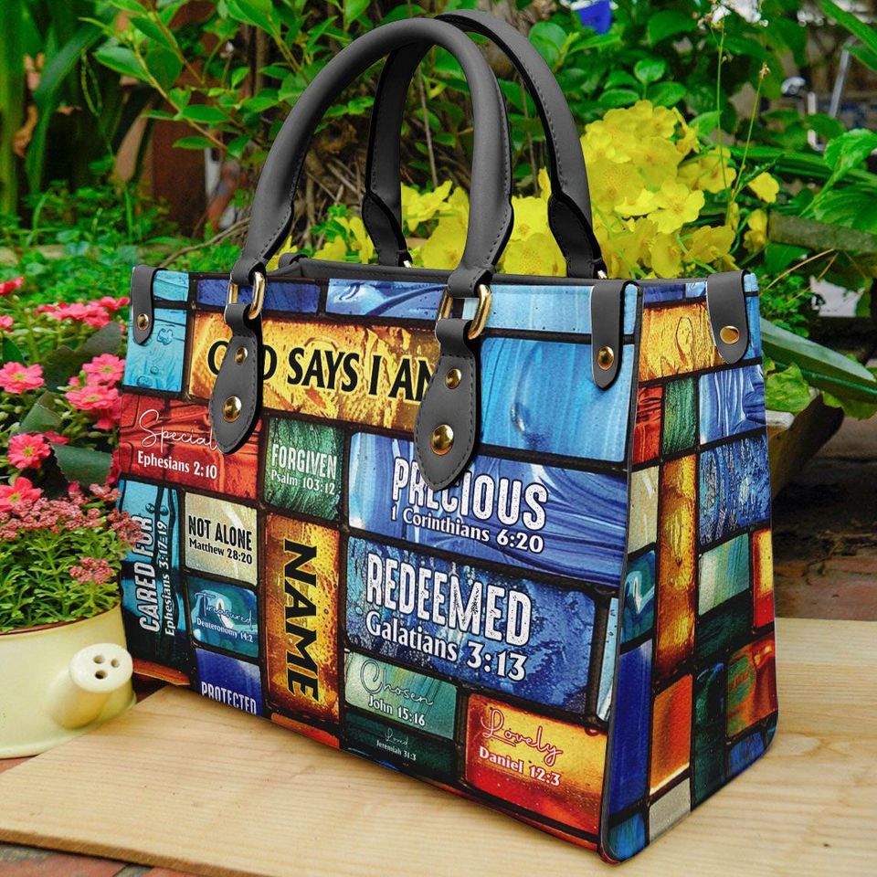 Personalized God Says I Am Leather Handbags, Jesus Motivational ...