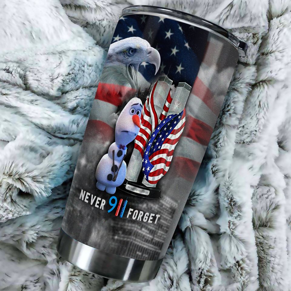 Olaf Frozen US Flag Never Forget 911 Disney Graphic Cartoon Stainless ...